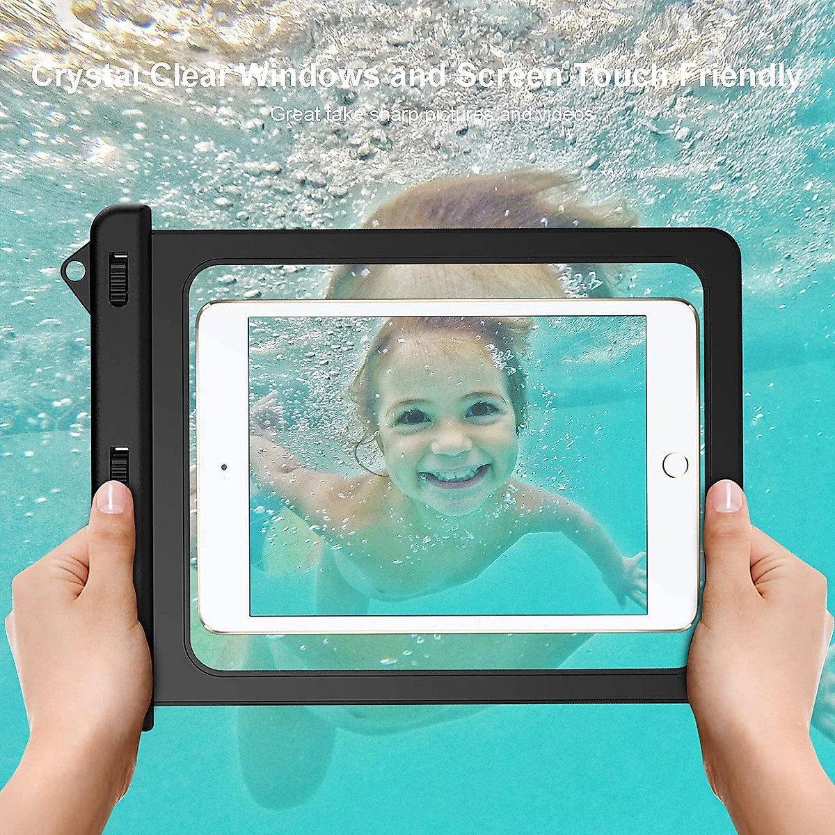 VHOPMORE 10.5 inch Waterproof Tablet Case, Tablet Dry Bag for iPad Pro 10.5, iPad 2020 10.2, New iPad 9.7, iPad Air 3, Air 2, Galaxy Tab A 9.7 / S6 / S7, Kindle Fire HDX/Fire HD 10, up to 10.5 Inch
