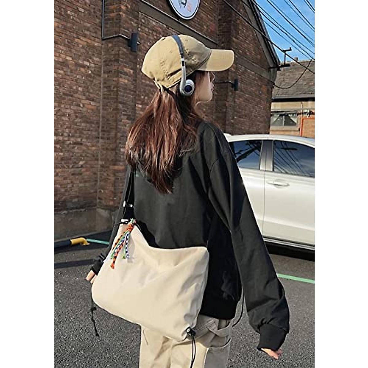 Hobo Bag Women Chic Tote Bag Stylish Students Casual Nylon Soft Shoulder Bag