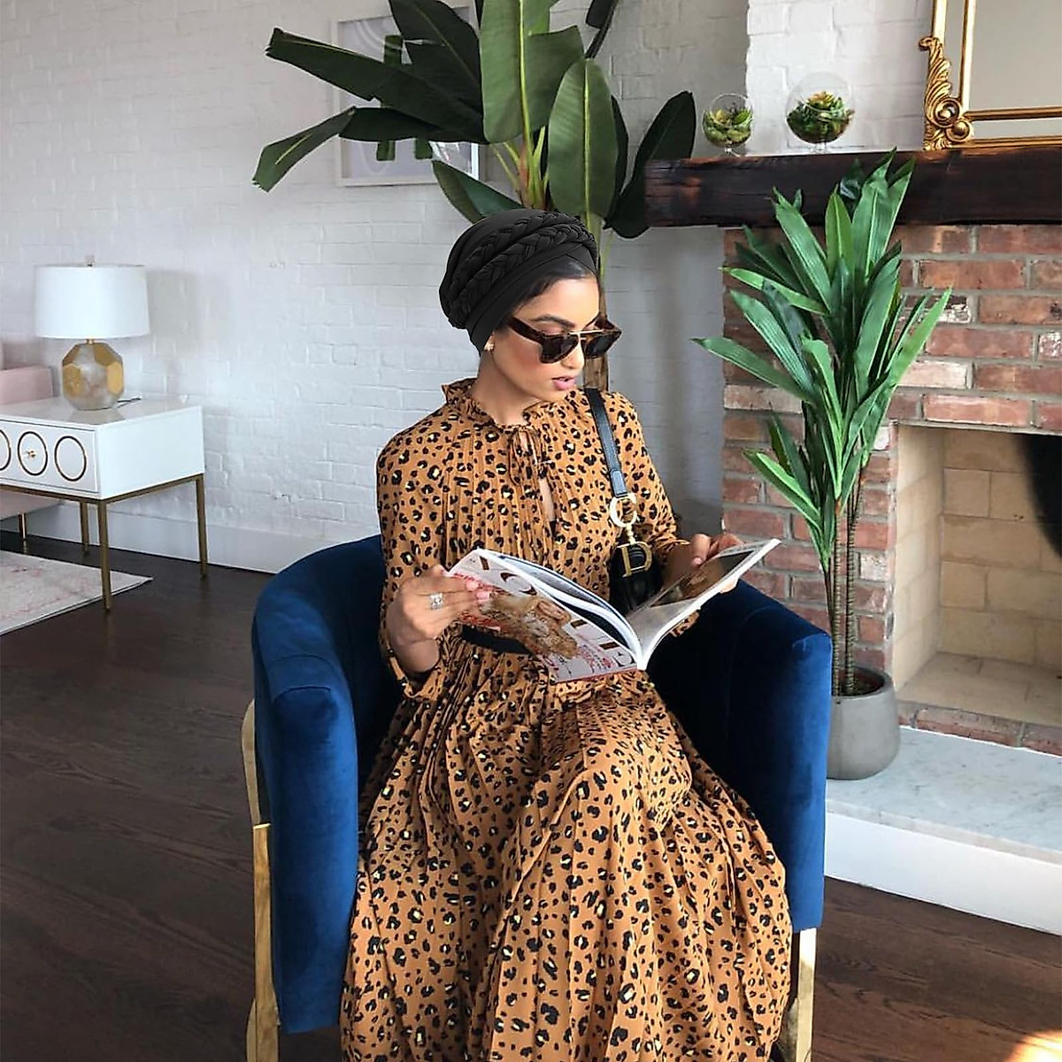 DRESHOW African Women Turban Caps Beanie Twist Headscarf Pre-Tied Double Twisted Braid Hair Cover Wrap Hat Headwraps for Black Women Chemo Cancer Cap