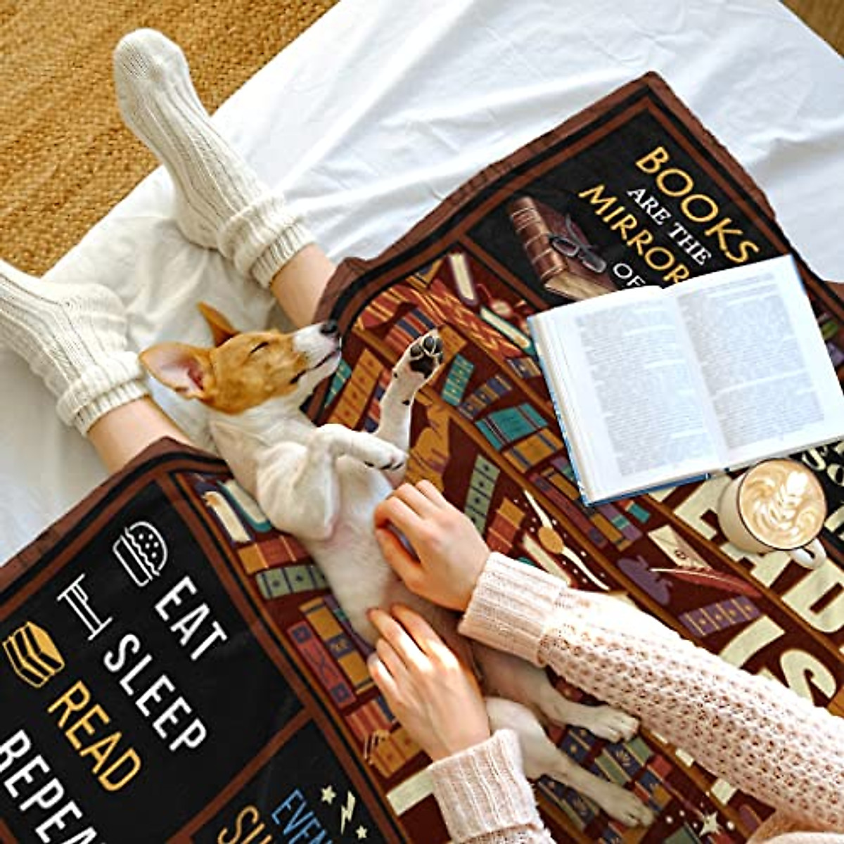 Book Lovers Gifts Reading Blanket, Gifts for Book Lovers Women, Best Gifts for Bookworm, Book Club Gifts/Bookish Gifts/Librarian Gifts/Literary Gifts for Book Lovers, Book Lovers Throw Blanket 60"x50"