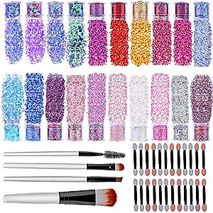 Chunky Glitter for Nails, Cridoz 20 Colors Chunky Face Glitter Holographic Hair Resin Craft Glitter Cosmetic Glitter for Eyeshadow Makeup Rave Festival Parties Face Painting Nail Art Resin