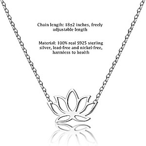 HolyFast S925 Sterling Silver Dainty Lotus Necklace Yoga Pendant Necklace Friend Birthday Gift Women Jewelry