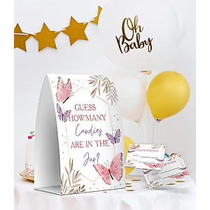 How Many Candies Are In The Jar, Baby Shower Games, Baby Shower Decorations - One Sign and 50 Cards(MANY011)