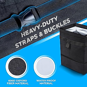 EcoNour Car Trash Can (Large) | Car Trash Bag Hanging with Elastic Opening & Easy Mount | Car Garbage Can with Waterproof Oxford Material | Cute Car Accessories for Camping, Traveling & Outdoor