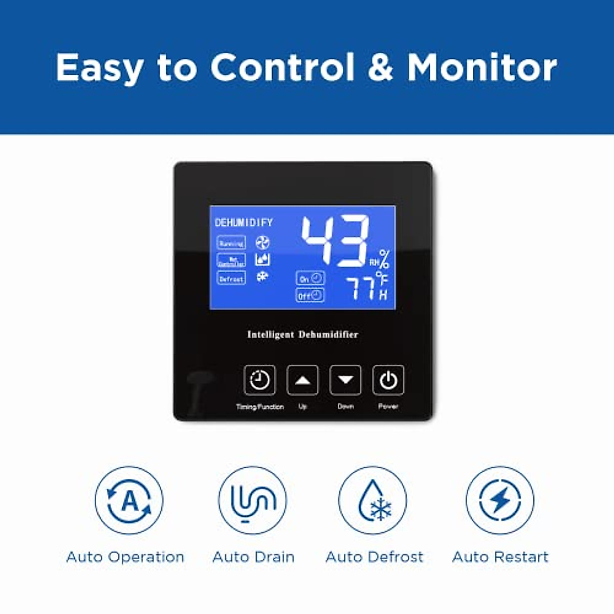 Moiswell 145 Pint Commercial Dehumidifier with Drain Hose for Crawl Spaces, Basements, Industry Water Damage Unit, Large Capacity, Compact, Portable, Auto Defrost, Memory Starting