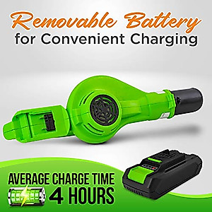 Lightweight Cordless Leaf Blower - 18V, 55 MPH Air Speed - Perfect for Decks, Gutter Cleaning, Snow & Small Yards - Rechargeable Battery & Charger Included, Average Charge Time 4 Hrs - Only 5 lbs.