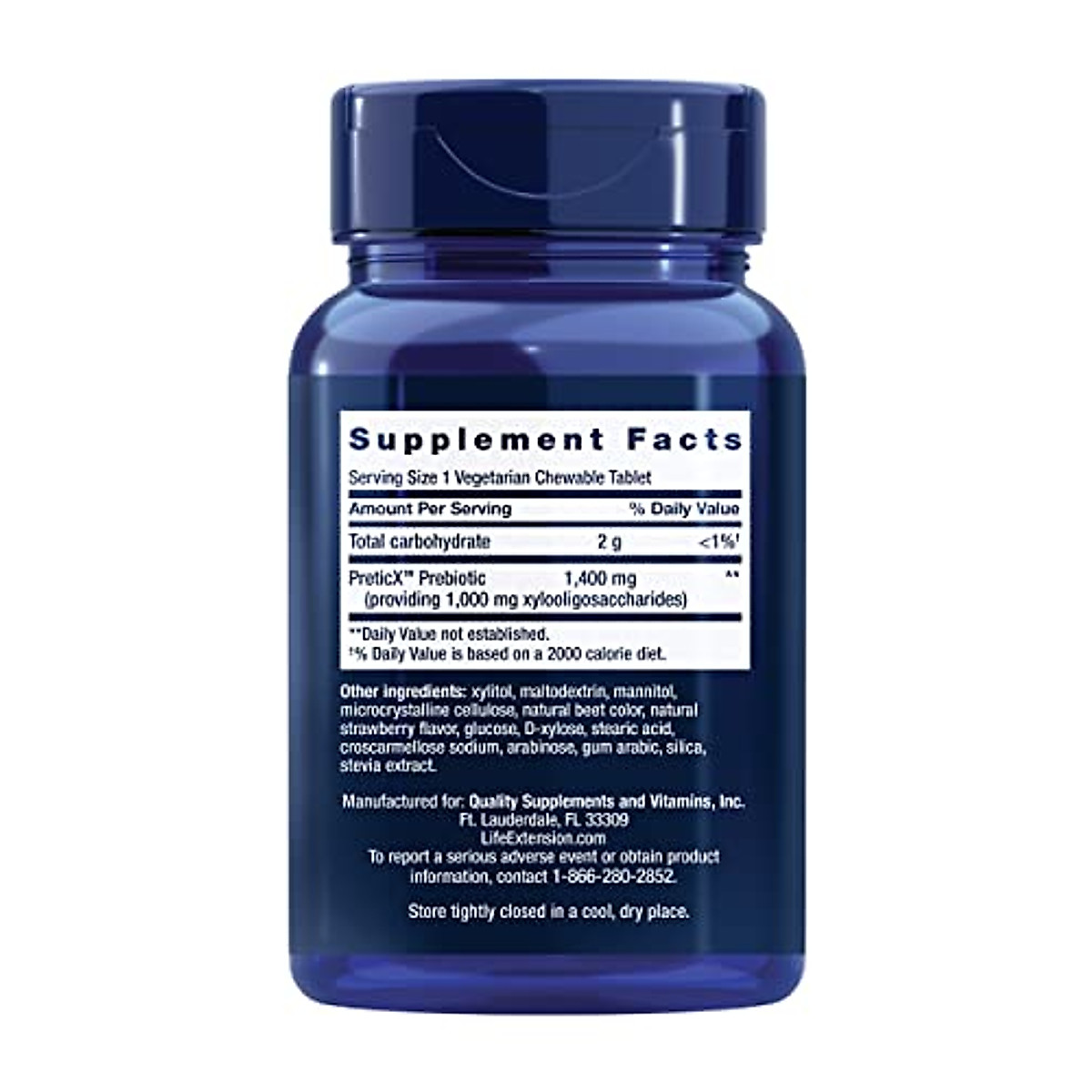 Life Extension FLORASSIST Prebiotic Chewable (Strawberry) - Microbiome Prebiotics Supplement for Intestinal, Colon & Digestive Health - Non-GMO, Gluten-Free, Vegetarian – 60 Chewable Tablets