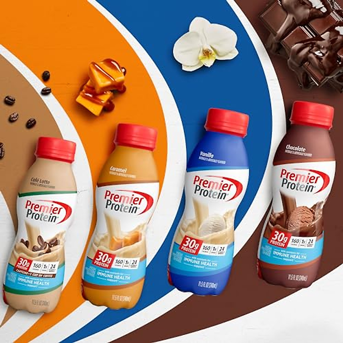 Premier Protein Shake, Caramel, 30g Protein, 1g Sugar, 24 Vitamins & Minerals, Nutrients to Support Immune Health, 11.5 fl oz