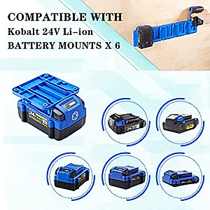 Crivnhar 6 Pack Battery Holder Work for Kobalt 24V Max Battery Mounts Dock Holder Fit for KB624-03 KB524-03 KB424-03 KB224-03(w/24 Screws, No Battery)