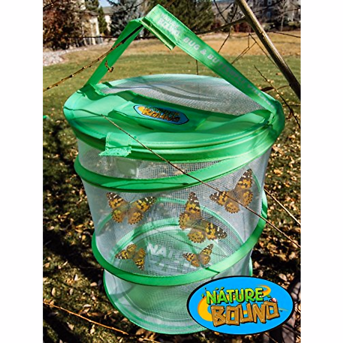 Nature Bound Butterfly Growing Habitat Kit - With Discount Voucher to Redeem Live Caterpillars for Home or School Use - Green Pop-Up Cage 12-Inches Tall - for Boys and Girls Ages 5+
