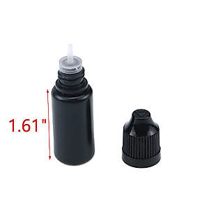 MY MIRONEY 10ML Empty Drop Bottle with Plastic White Tip Black Plastic Squeezable Bottle Glue Applicator Bottles with Childproof Tampering Black Cap for Glue Liquid Oil,Pack of 10