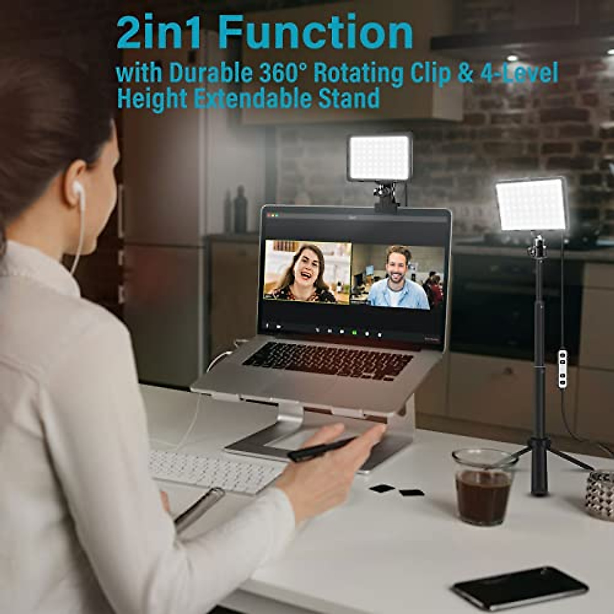 LED Streaming Key Lights, Photography Video Conference Lighting Kit with 4 Color Filters for Tabletop Photo Laptop Webcam Selfile Video Recording Computer Zoom Meetings Conferencing Game Live Stream