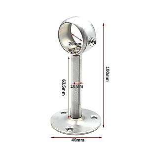 kingsea 1Inch Stainless Steel Ceiling Mount Rod Bracket Curtain Rod Flange Rod Holder Towel Rod Kitchen Hanging Rod Shower Curtain Rod Holder Flange Socket Closet,6PCs,Silver