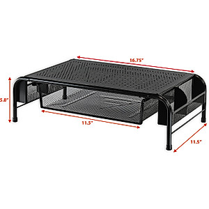 Simple Houseware 2PK Metal Desk Monitor Stand Riser with Organizer Drawer