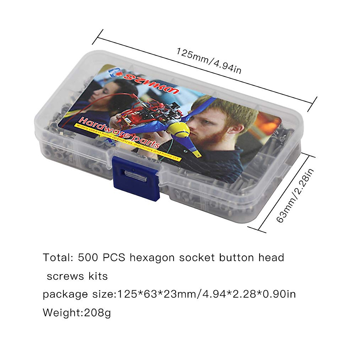 SZHKM 500pcs M3 Nuts and Bolts Assortment Stainless Steel Machine Screws Metric M3 Screws and Nuts Set Hex M3 Bolt Kit with Wrench