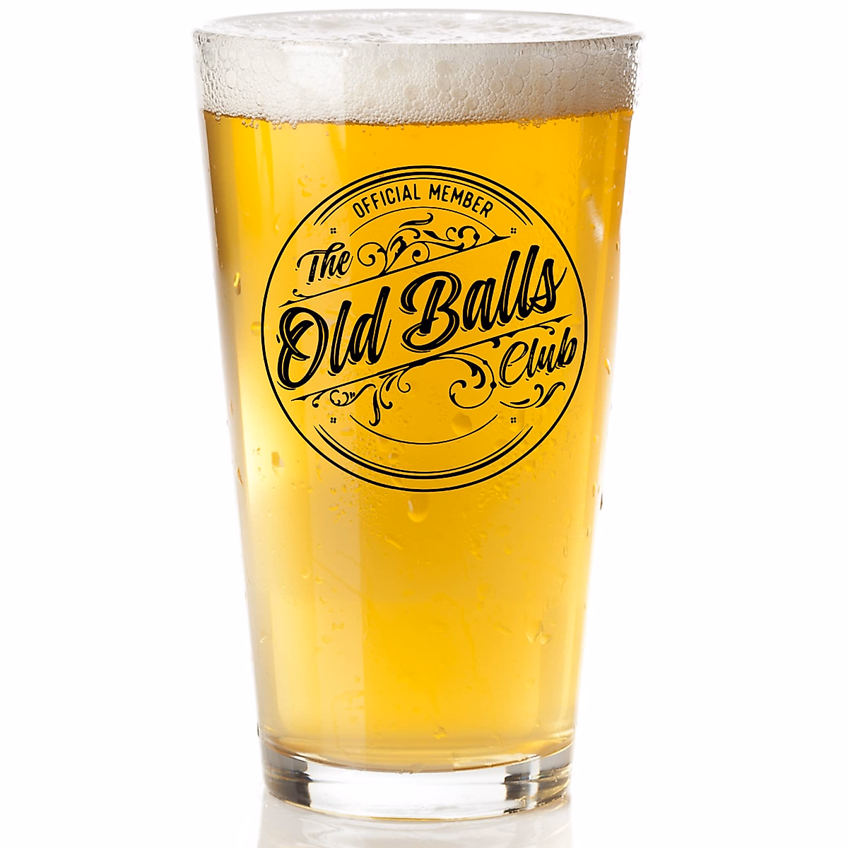 Old Balls Beer Glass - Funny Retirement or Birthday Gifts for Men - Unique Gag Gifts for Dad, Grandpa, Old Man, or Senior Citizen, 30th, 40th, 50th, 60th Birthday Gift for Men