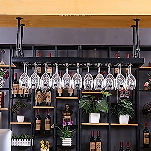 Wine Racks Metal Wine Rack, Glassware Rack, Hanging Wine Rack, Hanging Goblet Rack, Creative Wine Glass Holder (Black) (Size : L100*35CM)