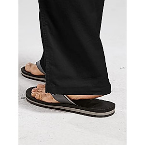 utcoco Qiuse Men's Casual Loose Fit Straight-Legs Stretchy Waist Beach Pants (Large, Black)