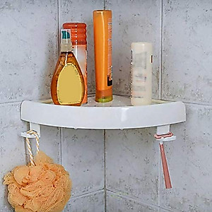 Cabilock Wall Mounted Shelves Corner Shower Caddy Bathroom Shelf Adhesive Plastic Bathroom Storage Organizer Kitchen Racks Shower Shelf Toilet Shampoo Dorm Corner Shelf