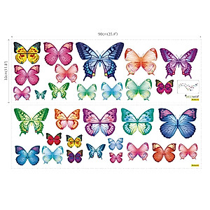 DECOWALL BS-1302 30 Vibrant Butterflies Kids Wall Stickers Wall Decals Peel and Stick Removable Wall Stickers for Kids Nursery Bedroom Living Room d?cor