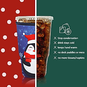 Patelai 4 Pieces Christmas Reusable Coffee Sleeve Cup Insulator for 30-32 oz Cold Drinks Beverages and Holder for Most Coffee