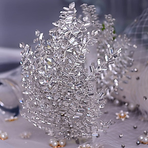 TFANUO Bridal Headpieces for Wedding Women Rhinestone Headband Crystal Tiara Wedding Silver Bridal Hair Accessories