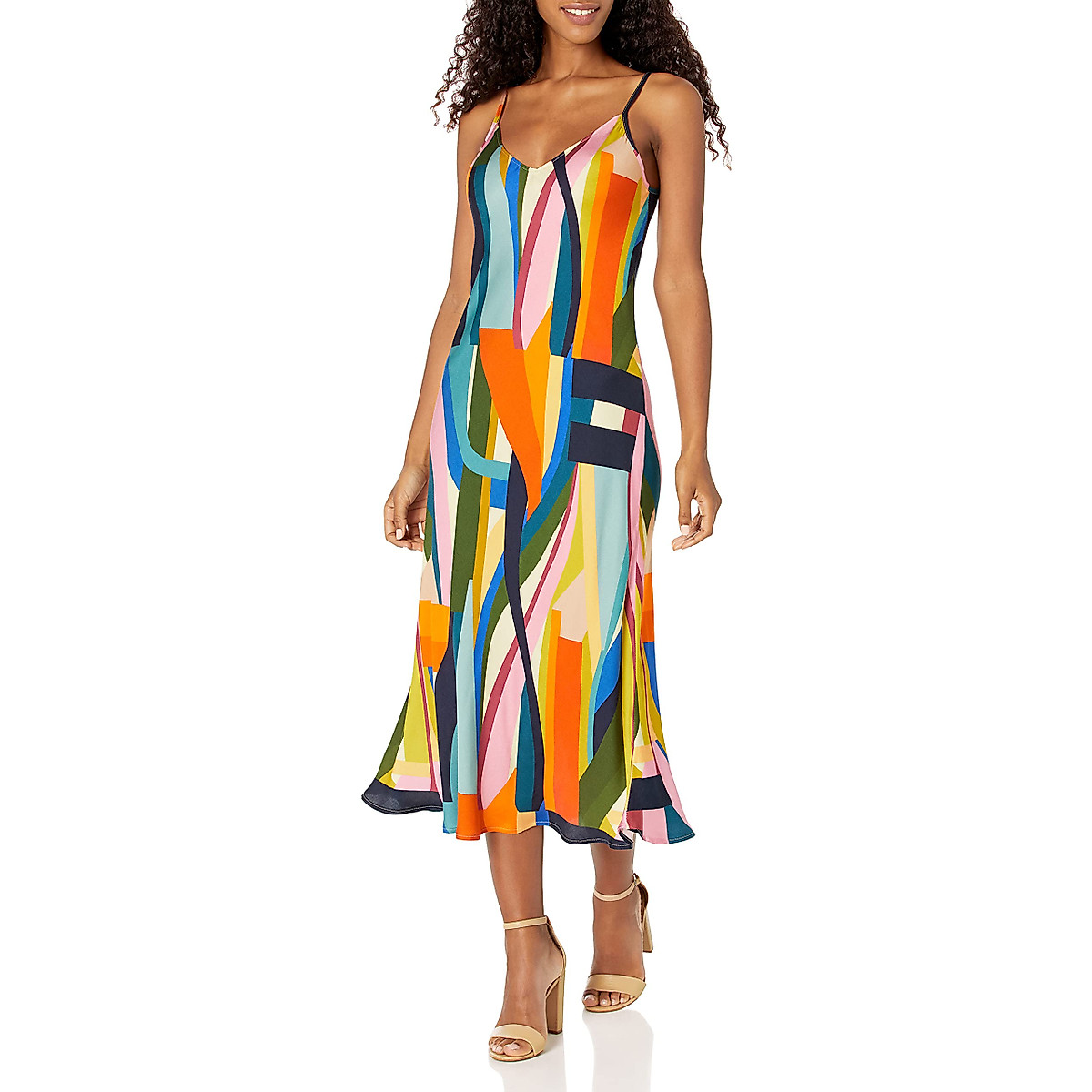 VELVET BY GRAHAM & SPENCER Women's Marisol Picasso Print Slip Dress, Multi, XL