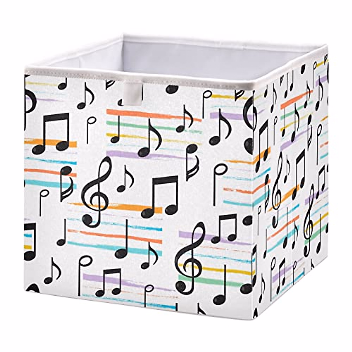 Kigai Music Notes Cube Storage Bins - 11x11x11 In Large Foldable Storage Basket Fabric Storage Baskes Organizer for Toys, Books, Shelves, Closet, Home Decor