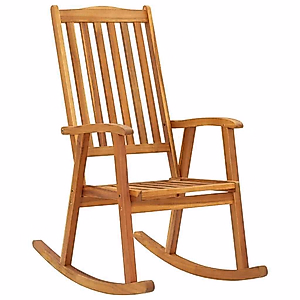 VBSQ Rocking Chair with Cushions Solid Acacia Wood Slirr Chair Rocking Chair Rocker Chair Rocker Camp Chair Rocker Recliner Rocking Camp Chair Rocking Chairs Outdoor Rocking Chair