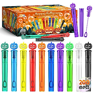 SpringFlower 200 PCS Halloween Mini Bubble Wands, Halloween Party Favor for Kids Trick Or Treating, Halloween Goodie Bag Fillers, School Classroom Rewards, Halloween Toys Gifts for Kids