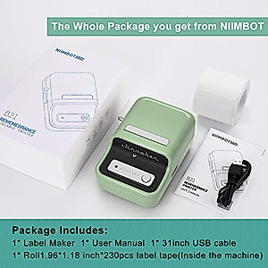 NIIMBOT Label Maker Machine with 1 Roll Free Tape B21 Vintage 2 inches Width Business Thermal Label Printer Price Gun Shipping Label Tag Writer for Home Office Organization Commercial Use (Green)