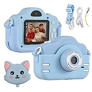 Wennzy Mini Cartoon Kids Digital Camera 1080P Digital Video Camera for Kids Dual Lens 2.0 Inch IPS Screen 4X Zoom Built-in Battery, Perfect Birthday for Boys Girls