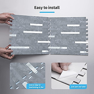 Art3d 10-Sheet Peel and Stick Grey Marble Backsplash Tile for Kitchen Bathroom