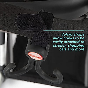 Nuby Double Stroller Hook, Adjustable Hook, Black or Grey