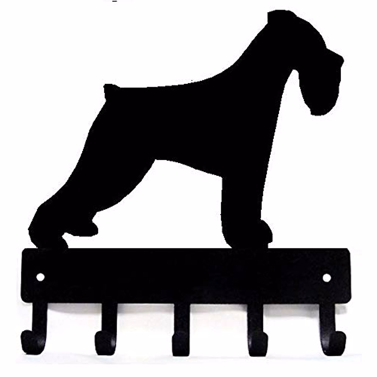 The Metal Peddler Miniature Schnauzer (Natural Ears) - Key Holder & Dog Leash Hanger for Wall - Large 9 inch Wide - Made in USA; Gift for Dog Lovers