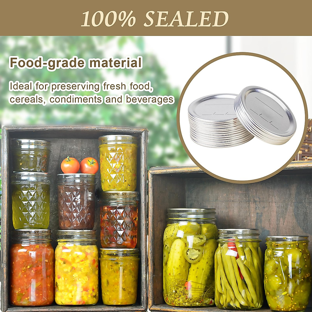 200 PCS Canning Lids Regular Mouth,2.76in Regular Mouth Mason Jar Lids,Ball Kerr Jar with Lids with Leak proof Airtight Seal Rust Proof Split,Regular Mouth Kerr Mason Jars Food Grade,Canning Food DIY