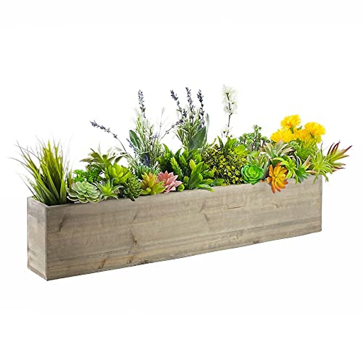 CYS EXCEL Rectangle Wood Planter Box with Removable Plastic Liner (H:6" Open:35"x6") | Multiple Size Choices Wood Rectangular Planter | Indoor Decorative Window Box