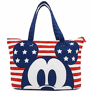 Americana Canvas Tote Mickey Mouse Patriotic Foldable Bag Tote Purse NEW