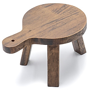 Red Co. 6 inch Tall Mini Round Boho Chic Tabletop Sustainable Rubberwood Stool Display Stand, Casual Country Potted Plant Holder, Brown