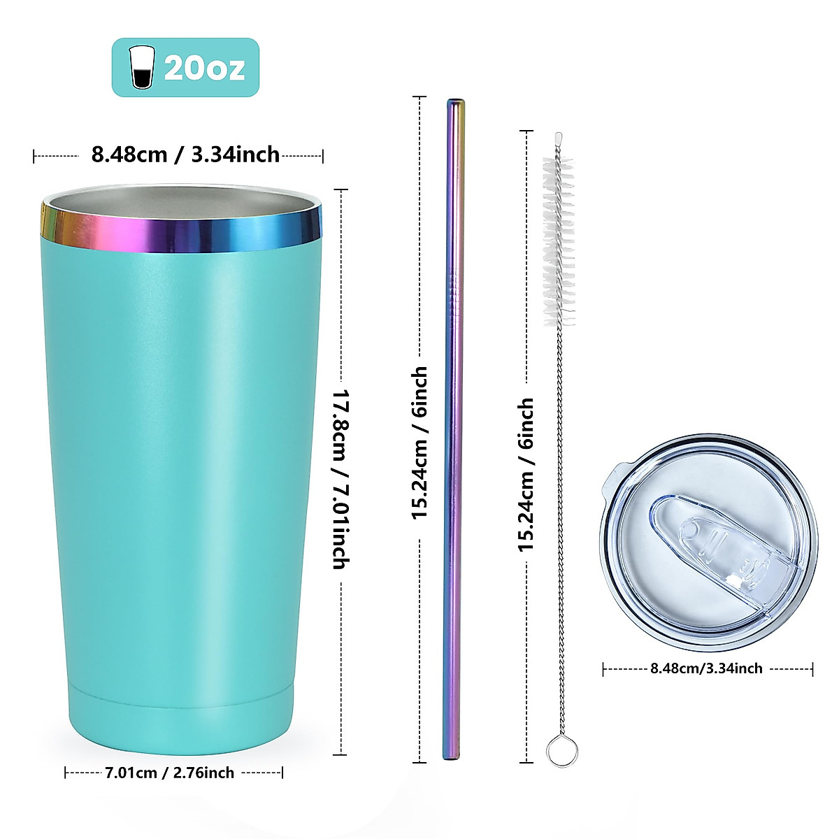 Icesip 20oz Tumbler with Lid And Straw,Stainless Steel Vacuum Insulated Mug,Double Wall Vacuum Insulated Coffee Cups for Cold & Hot Drinks,Insulation Travel Tumblers Cups