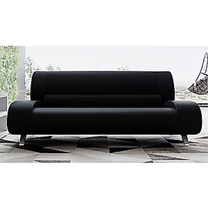 Zuri Furniture Modern Aspen Black Microfiber Leather Sofa