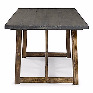 Walker Edison Modern Farmhouse Small Kitchen Furniture Dining Room Table Wood, 72 Inch, Grey and Brown