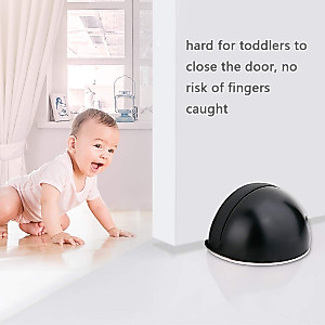 Door Stops 2 Pack, Magnetic Door Stop, Brushed Satin, Black Flush Modern Floor Mount Magnetic Door Catch Door Holder
