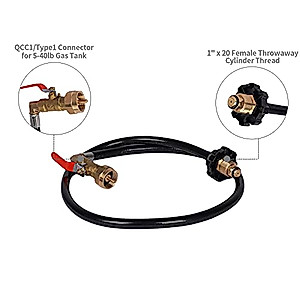 Catilon Propane Refill Adapter Hose with Shutoff Valve, POL Type 1LB Propane Refill Hose, 3 Feet Propane Adapter Hose, 350PSI High Pressure Refill Propane Hose