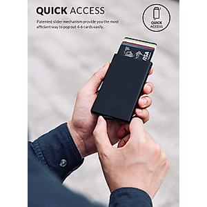 VULKIT Pop Up Wallet, Slim Minimalist Credit Card Holder For Men and Women RFID Blocking Mini Metal Case Midnight Green