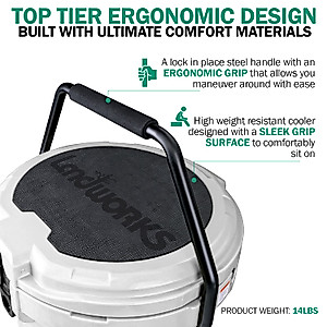 Landworks Beverage Cooler (5 Gallon / 20QT) Rotomolded Ice Water Sport Jug Dispenser, Insulated High Ice Retention, UV Protected Spigot, Stainless Steel Bottle Opener, Latch and Seat Lid