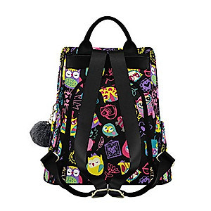 ALAZA Cute Owl Print Animal Backpack Purse for Women Anti Theft Fashion Back Pack Shoulder Bag
