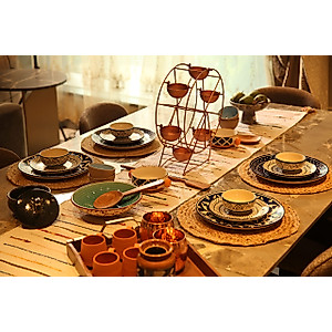 The Home Talk Rustic Round Tablemat Hand-Made Mats for Parties, Dining Table, Coasters Decorative Placemats Jute Natural Fibers, Pack of 4, 14’’ Round Diameter - Natural Jute