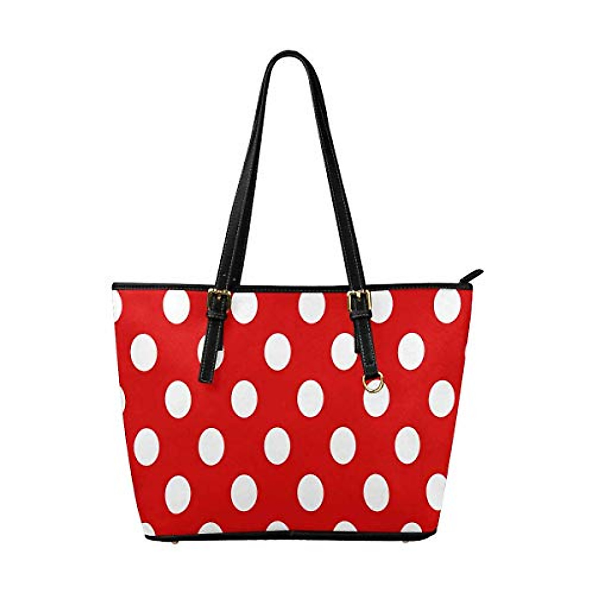 InterestPrint Po-lka Dots White and Red Pattern Top Handle Satchel HandBags Shoulder Bags Tote Bags Purse