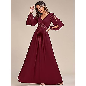 Ever-Pretty Women's Customized Generous Chiffon A Line Long Evening Dresses Burgundy US00